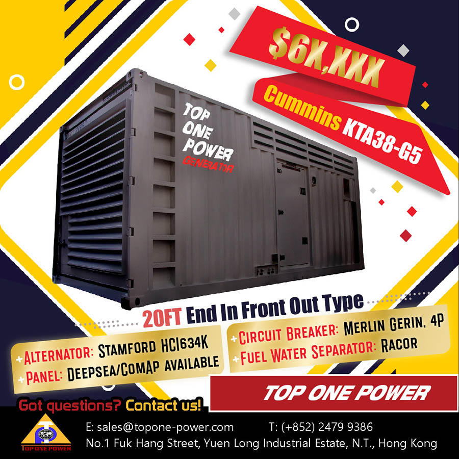 Cummins KTA38-G5 20ft Enclosure Diesel Generator - Top One Power